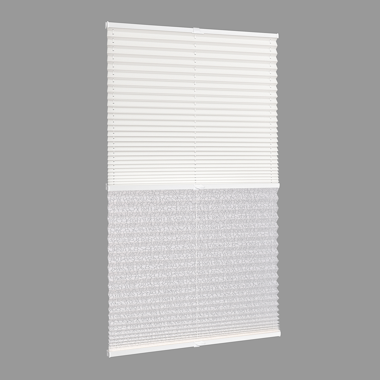 ШТОРА ПЛИССЕ "ДУЭТ" две ткани: «Basic UNI»/transparent (белый/белый), СПШ-3116/1102 | Shop-Delfa